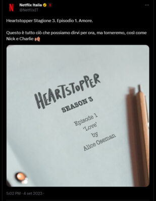 Heartstopper 3, titolo del primo episodio svelato da Netflix